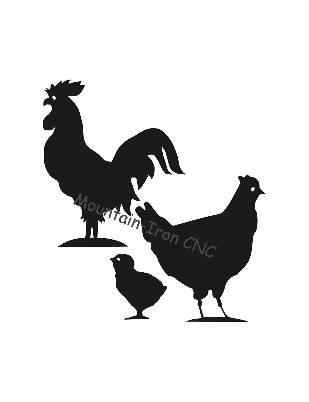 Rustic Rooster, Hen & Chick Set of 3 CNC Plasma DXF Autocad Digital ...