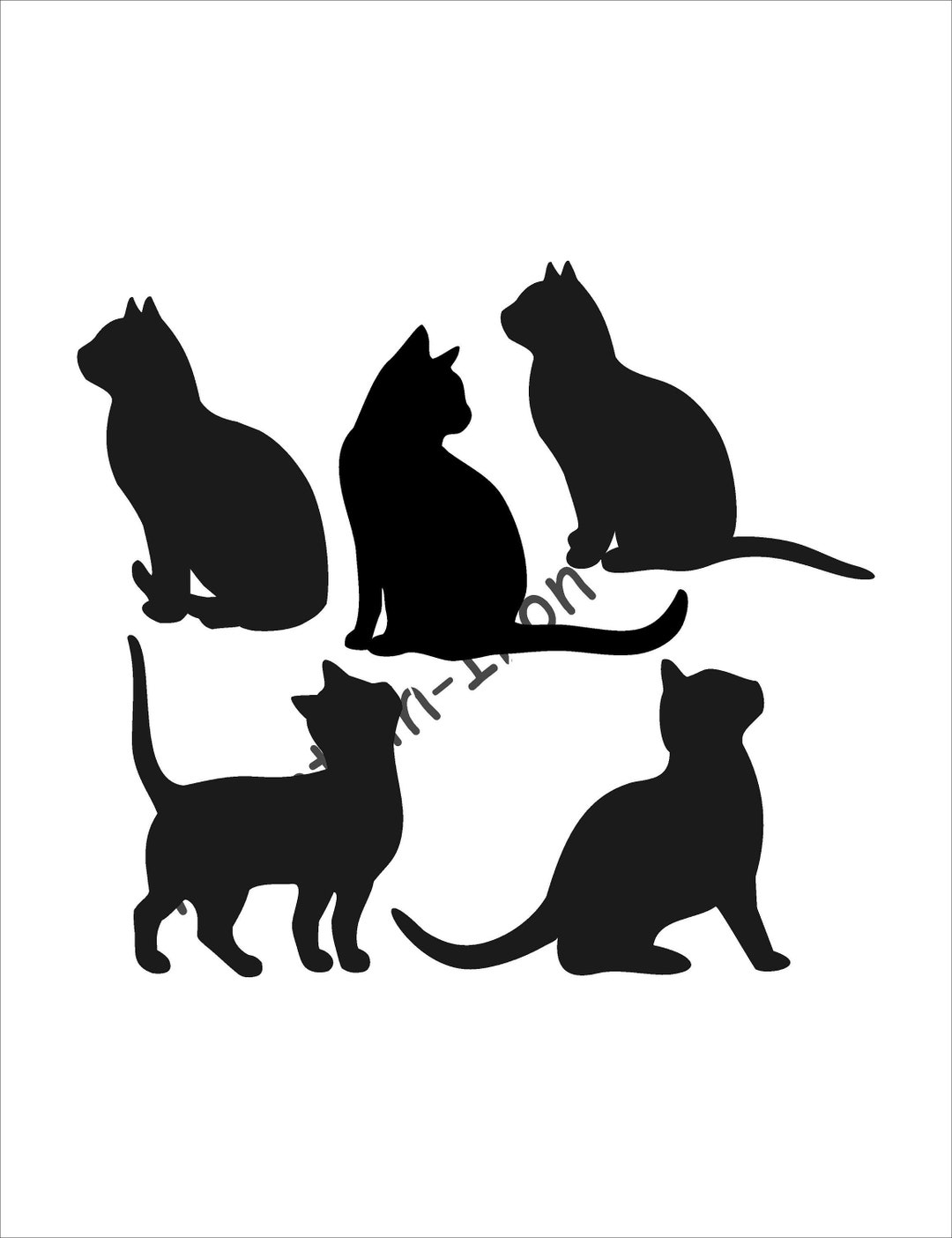 Cat Set of 5 CNC Plasma DXF Autocad Digital Cutting File Patterns Cats ...