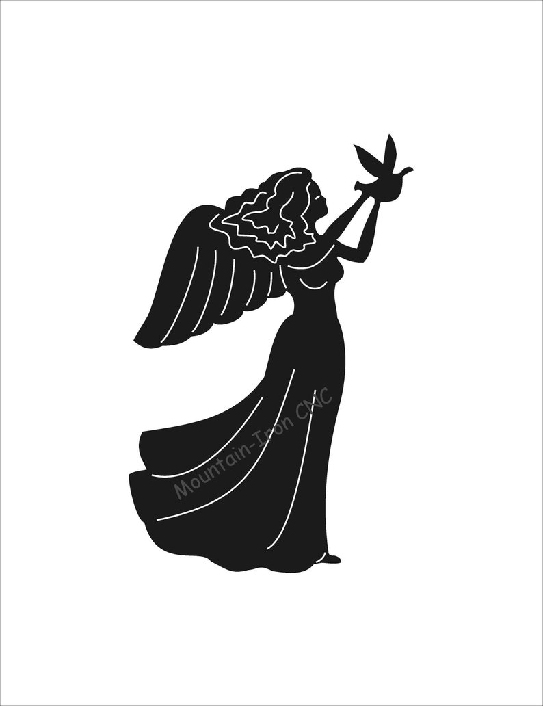 Angel W/ Dove CNC Plasma DXF Autocad Digital Cutting File Pattern - Etsy