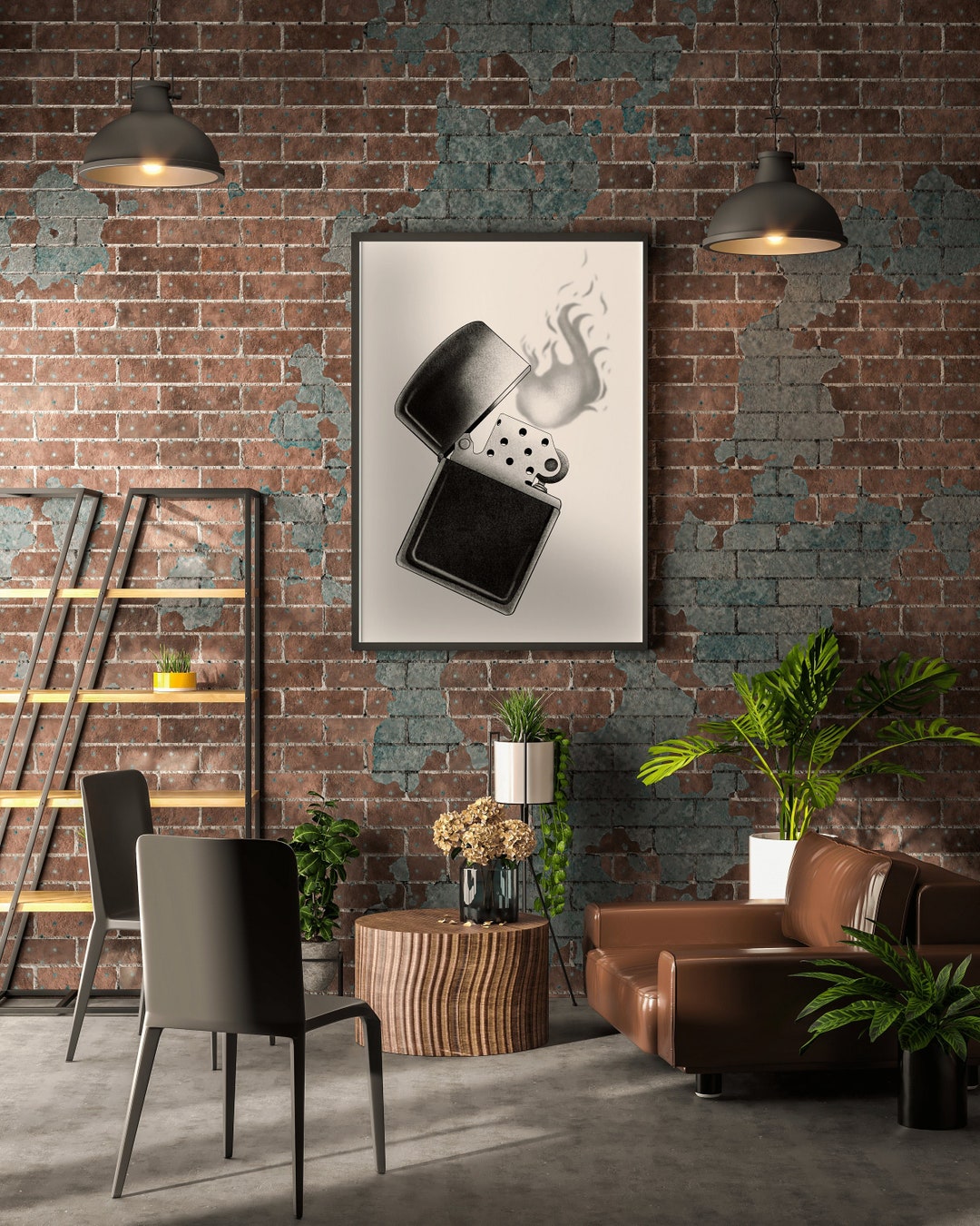 Lighter Art Print, Downloadable Poster, Tattoo Style, Hand Drawn ...