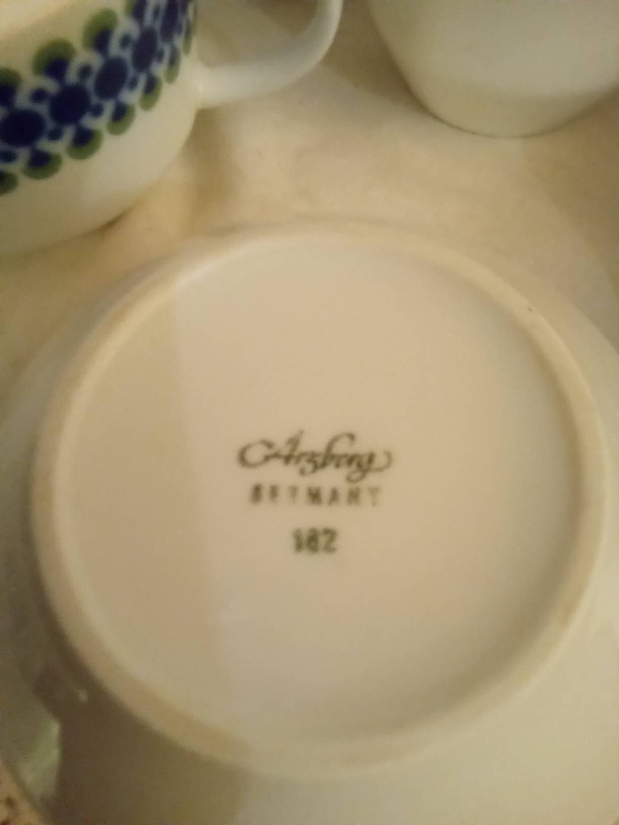 Rare Vintage Arzberg China Tea Set Germany White Blue and Green Teapot ...