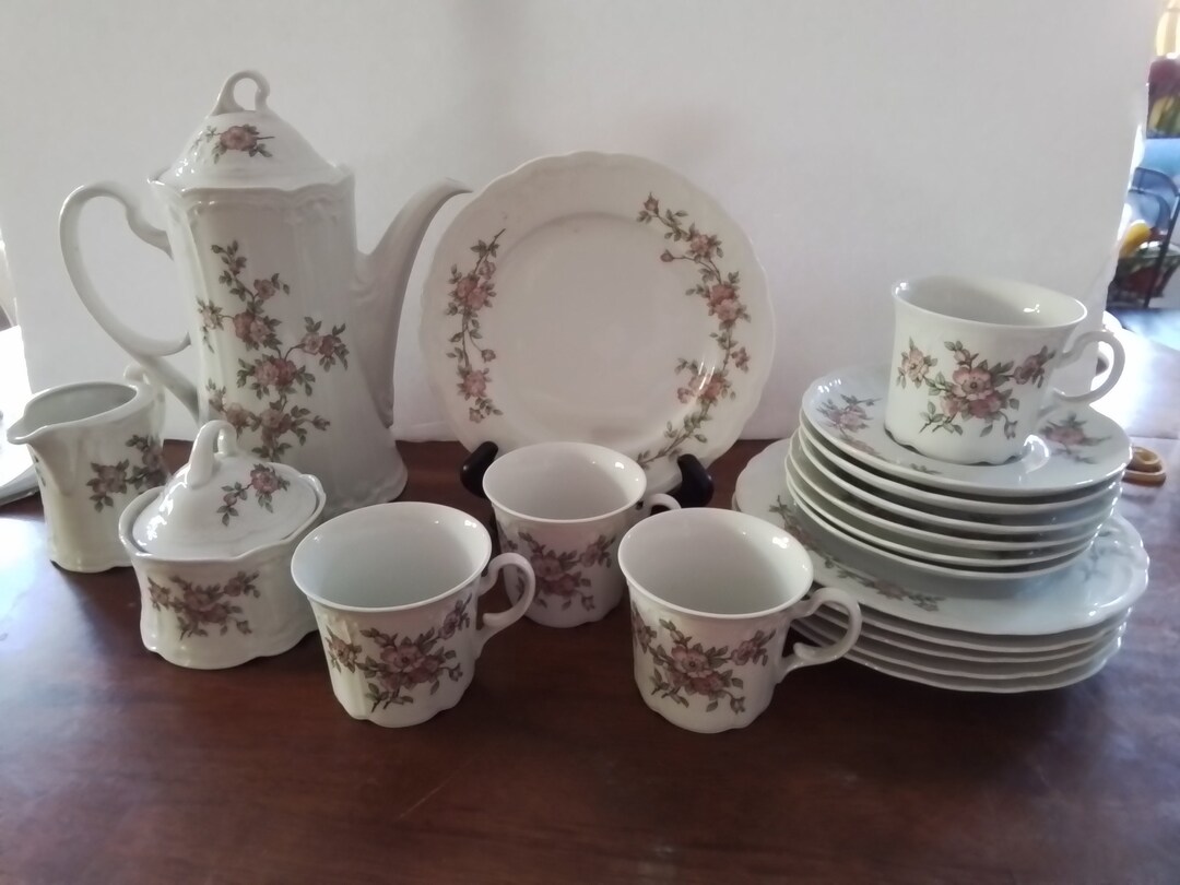 Seltmann Weiden Bavaria W. Germany Porcelain Pink Floral Coffee Tea Pot ...