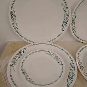 Vintage Corelle ROSEMARIE Tulip Set of 4 DINNER PLATES 6 Bread Plates ...