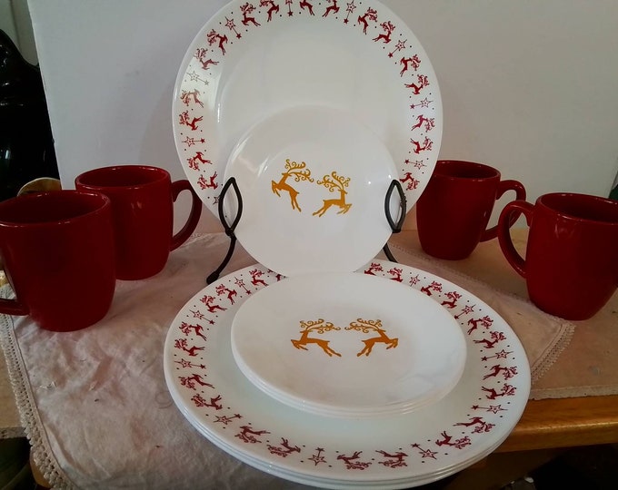 Corelle Dancer and Prancer Holiday Dinnerware SET OF 3 Dinner Plates ...