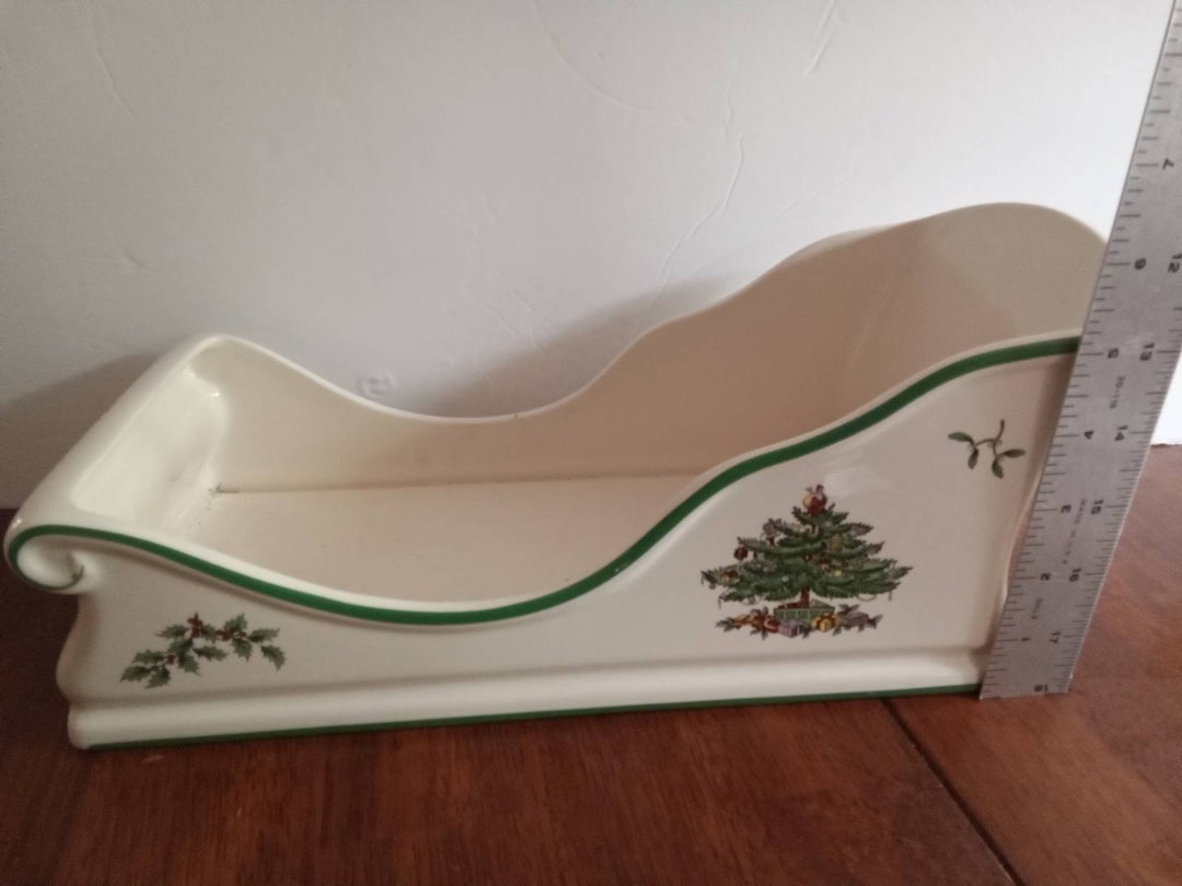 RARE Find Spode Christmas Tree 13-1/2" Large Sleigh Centerpiece With ...