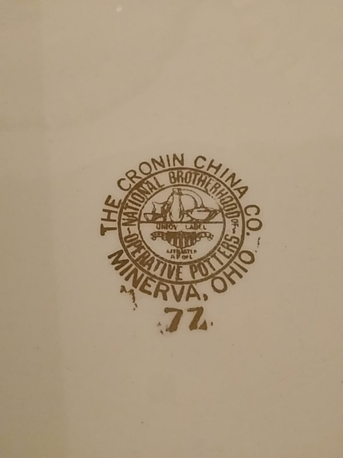 The Cronin China Co Minerva Ohio National Brotherhood Operative Potters ...