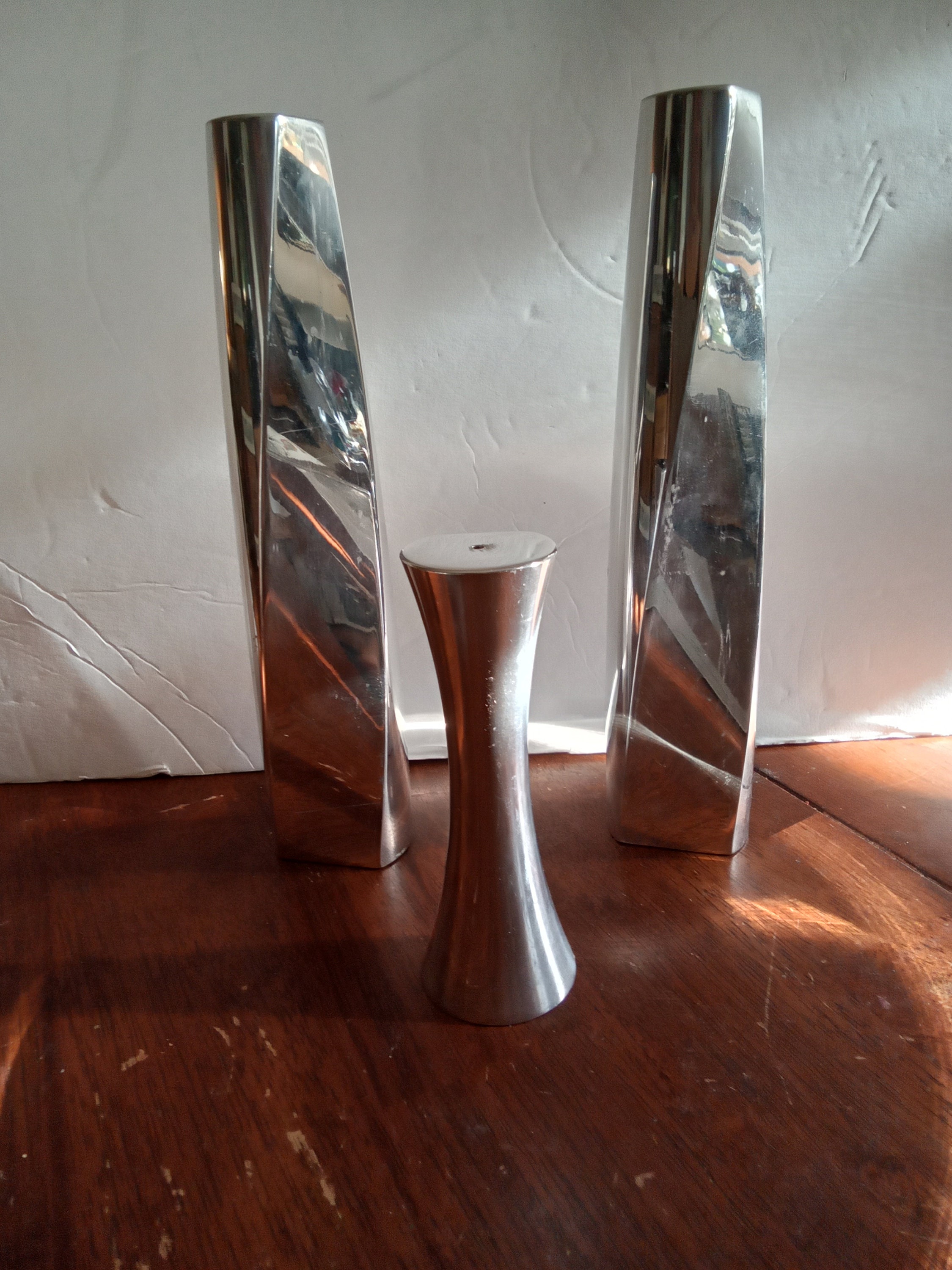 Nambe Candlesticks Twist by Fred Bould Set of 2 and 1 Salt Shaker From Kissing Set - Etsy