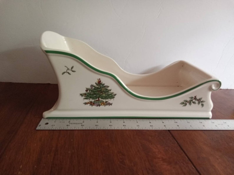 RARE Find Spode Christmas Tree 13-1/2" Large Sleigh Centerpiece With ...