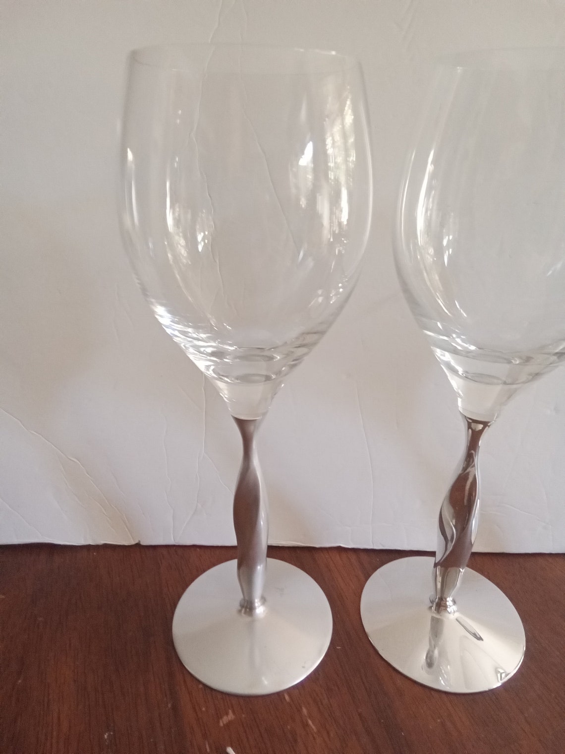 Nambe Twist Wine Glasses by Fred Bould Set of 3 Glass and - Etsy