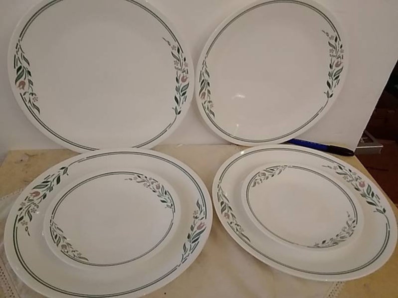 Vintage Corelle ROSEMARIE Tulip Set of 4 DINNER PLATES 6 Bread Plates ...