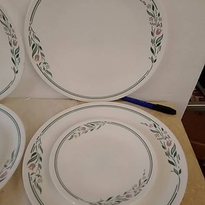 Vintage Corelle ROSEMARIE Tulip Set of 4 DINNER PLATES 6 Bread Plates ...