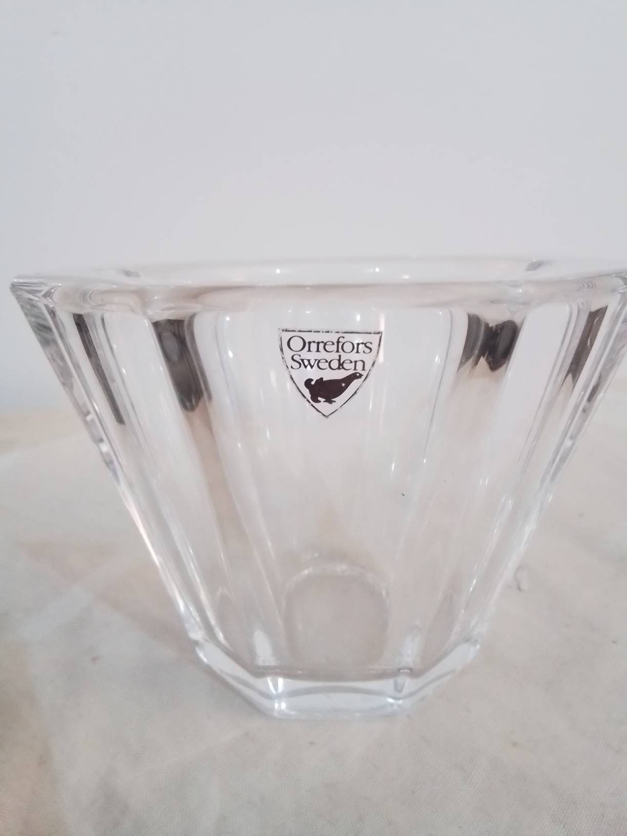 Orrefors Crystal Candle Holder Votive Signed Hexagon Sweden Home Decor ...