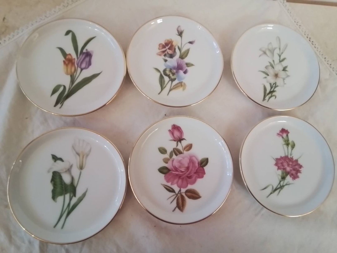 Fuerstenberg Porcelain Floral Coaster Set of 6 -made in West Germany ...