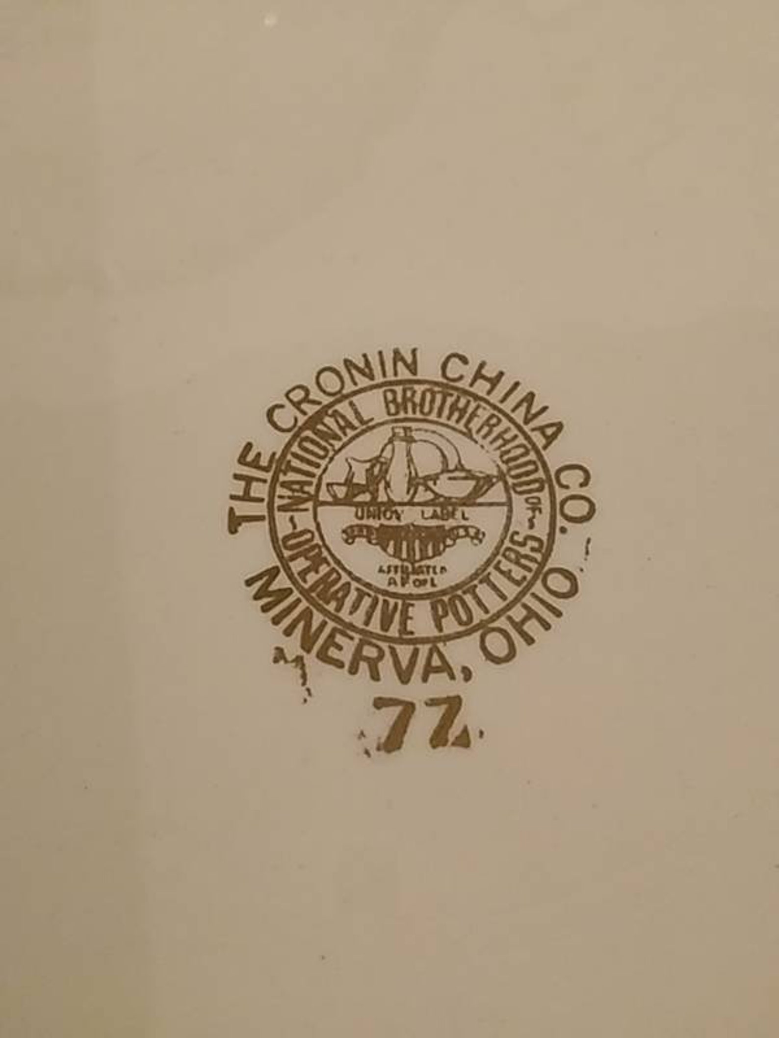 The Cronin China Co Minerva Ohio National Brotherhood Operative Potters ...