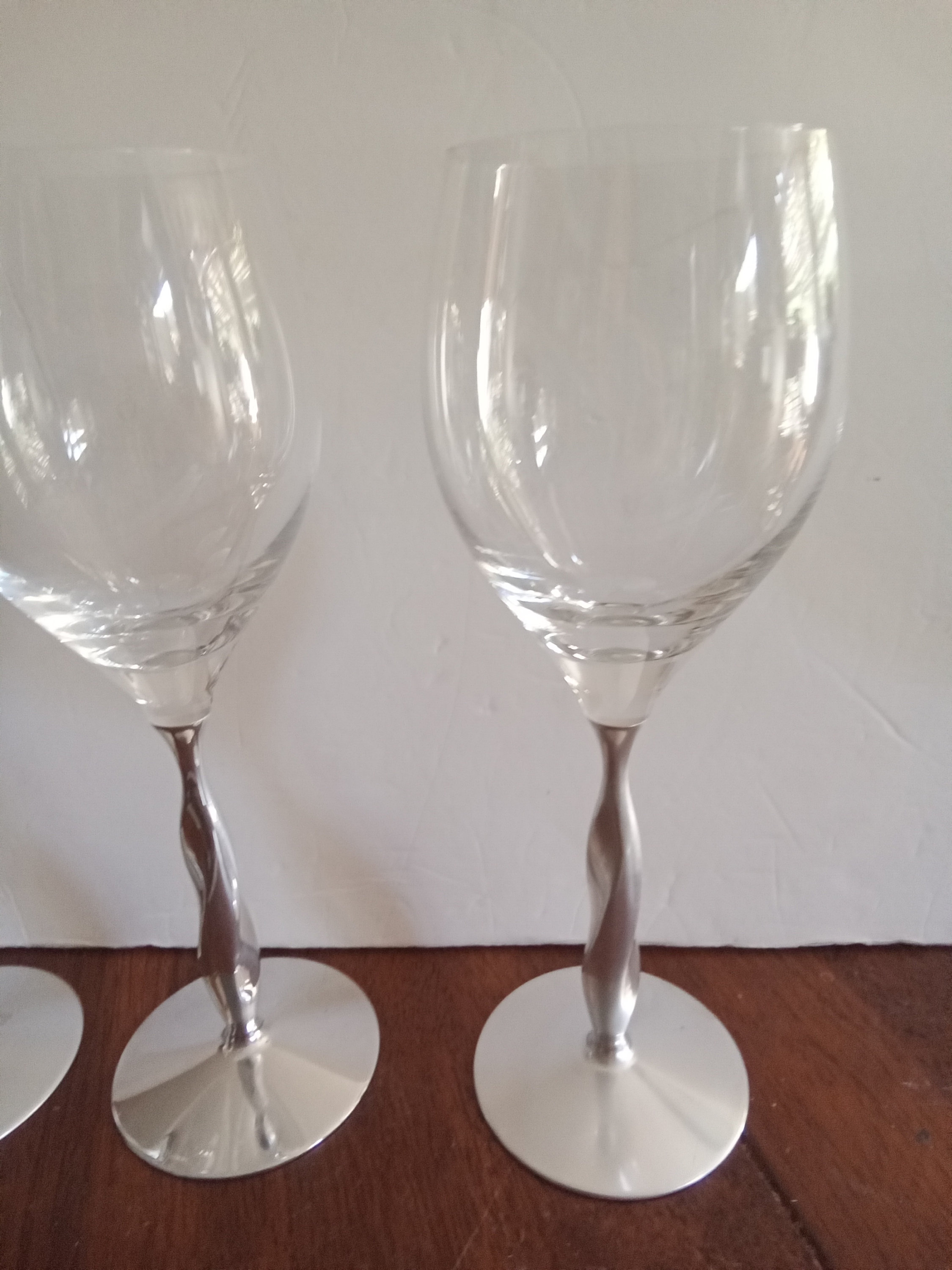 Nambe Twist Wine Glasses by Fred Bould Set of 3 Glass and - Etsy
