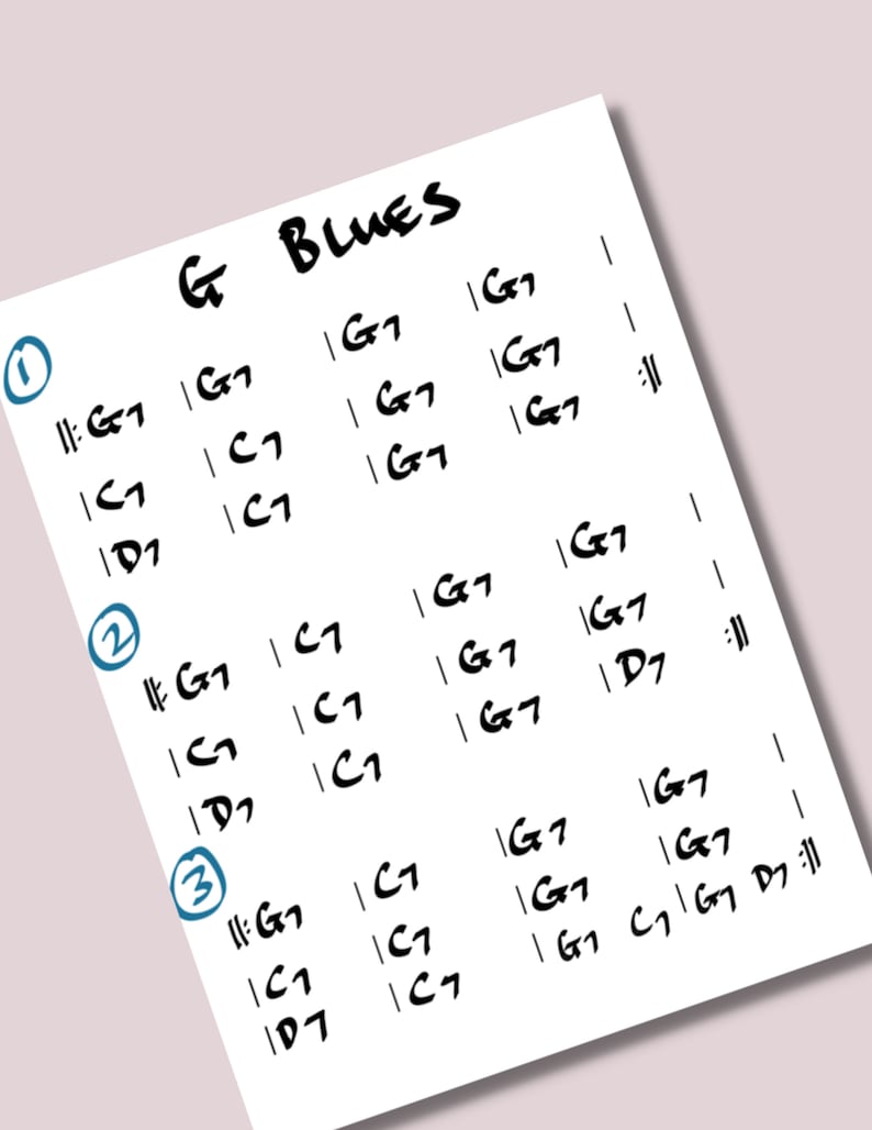 Printable 12 Bar Blues in ALL 12 Keys [12 Pages].handwritten Blues ...