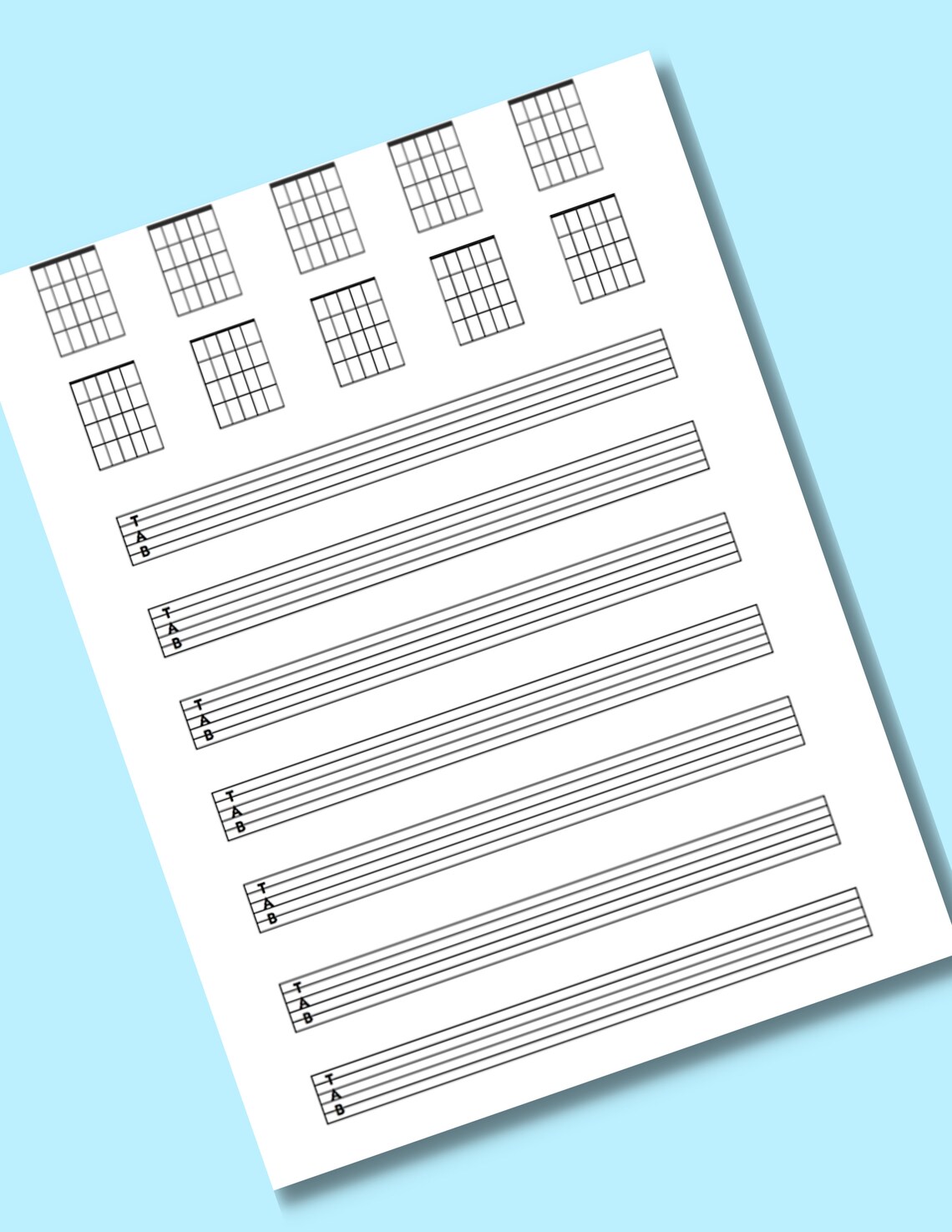 Printable Guitar Chord Chart and Guitar Tab - Etsy