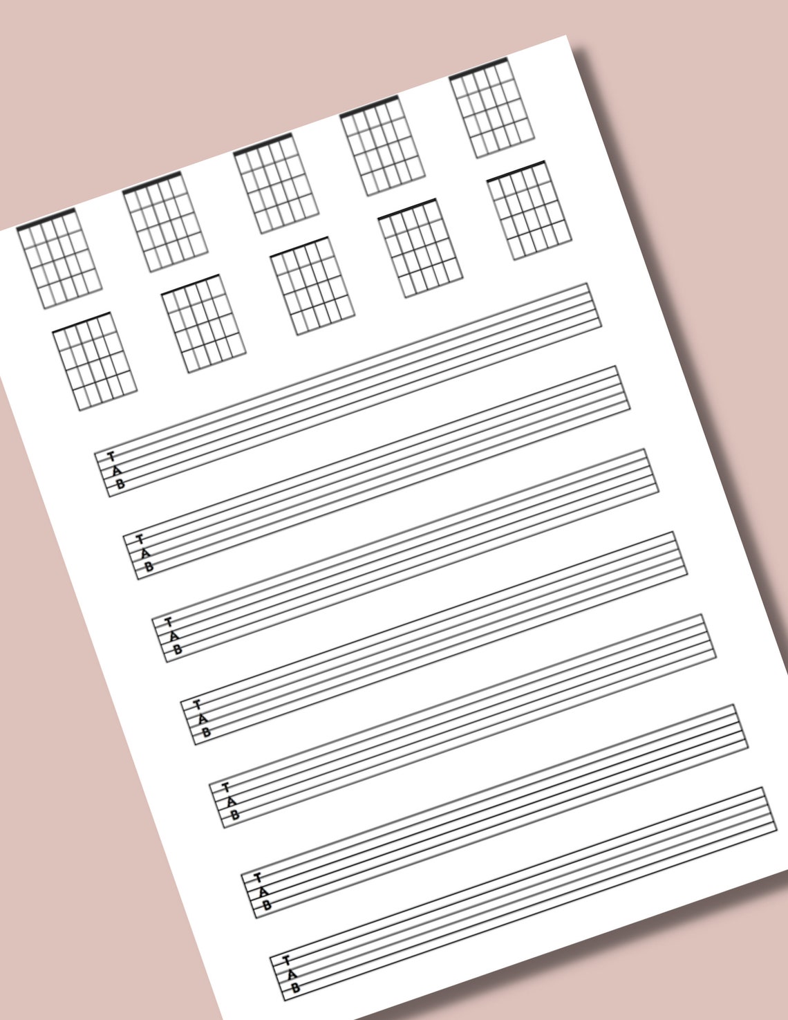 Printable Guitar Chord Chart and Guitar Tab - Etsy