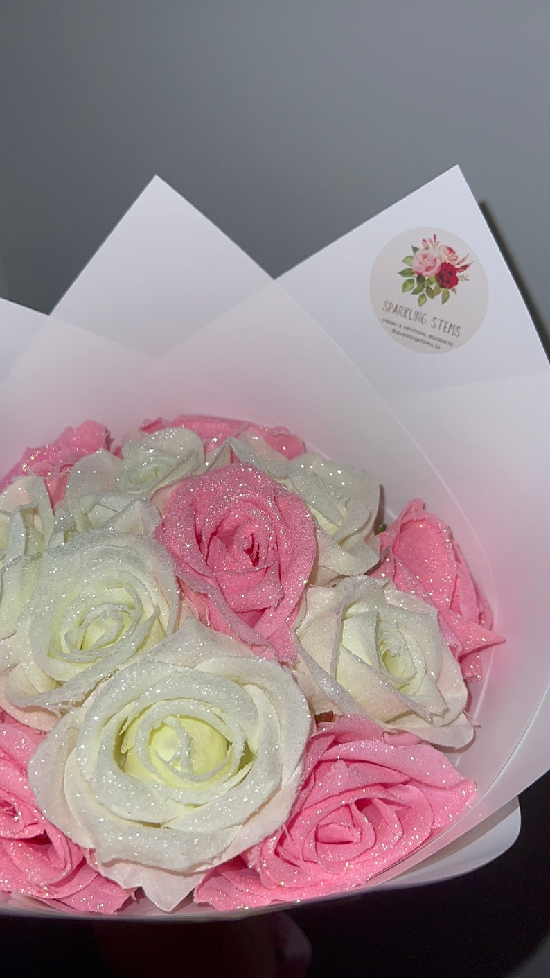 Artificial Glitter Rose Bouquet Gift Occasion Celebration Gifts for Her ...