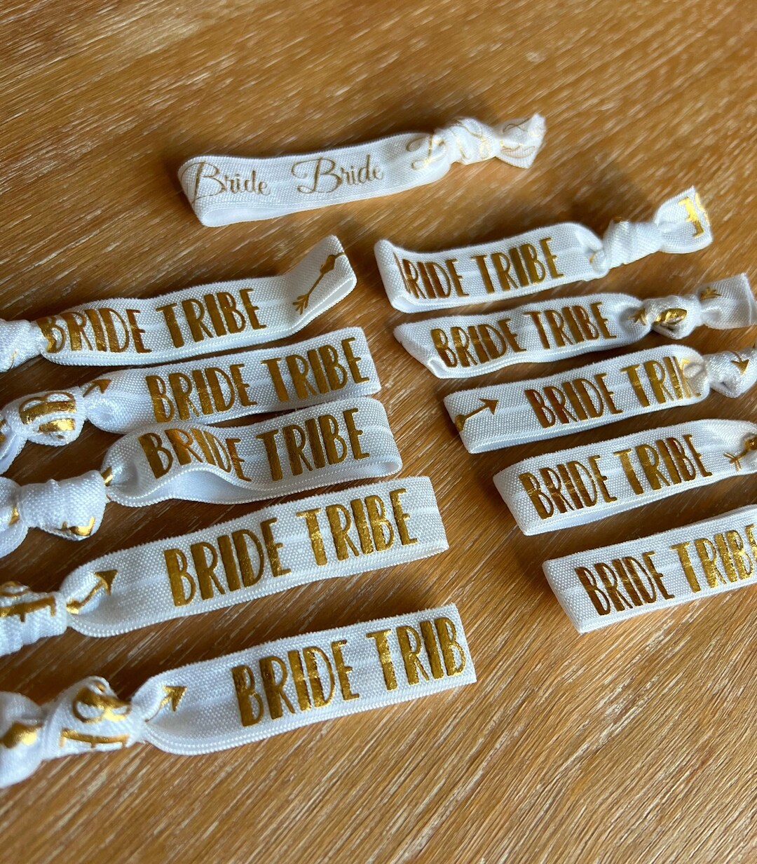 BRIDE TRIBE, Team Bride Wristbands White and Gold & White Bride ...
