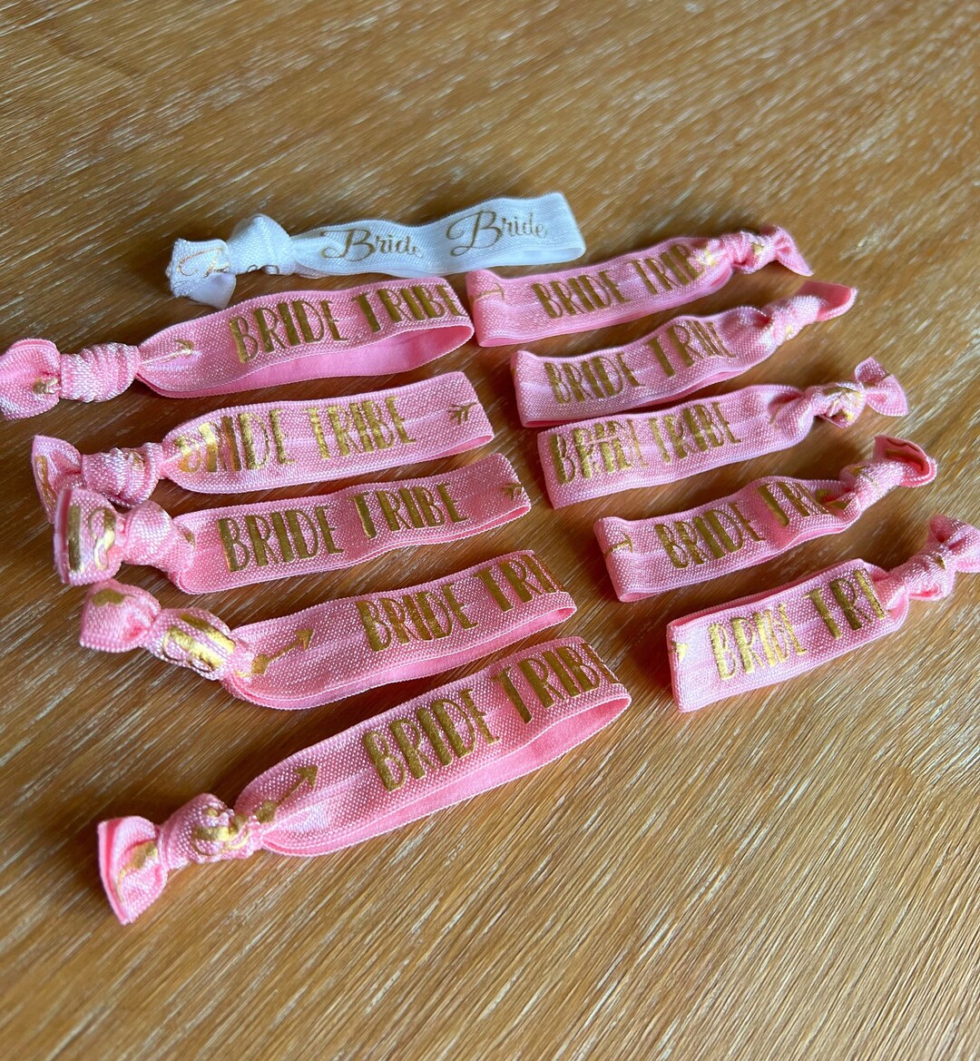 BRIDE TRIBE Team Bride Wristbands Pink and Gold & White - Etsy