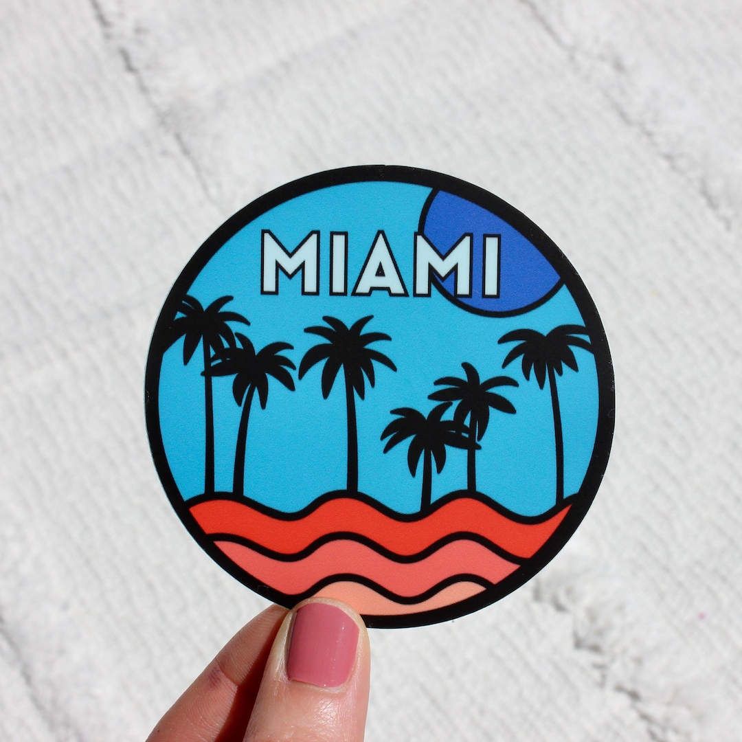 Miami Circle Waterproof Sticker, 3x3 In. - Etsy