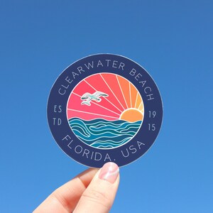 Clearwater Beach Florida Sunset Waterproof Sticker, 3x3 In. - Etsy
