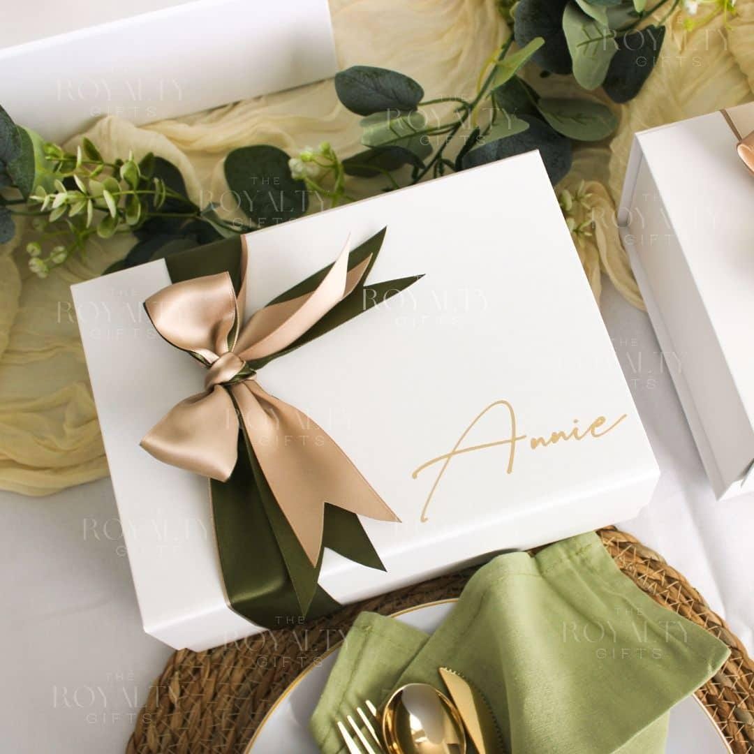 Personalized White Magnetic Gift Box With Ribbon (9x6x4 Inches) - Etsy