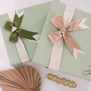 MAGNETIC BOX ONLY Light Sage Green Gold Personalized Empty Gift Box ...