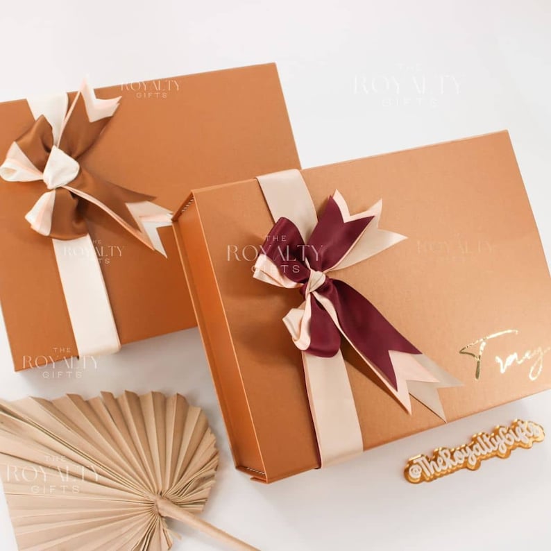 MAGNETIC BOX ONLY Copper Gold Personalized Empty Gift Box With - Etsy