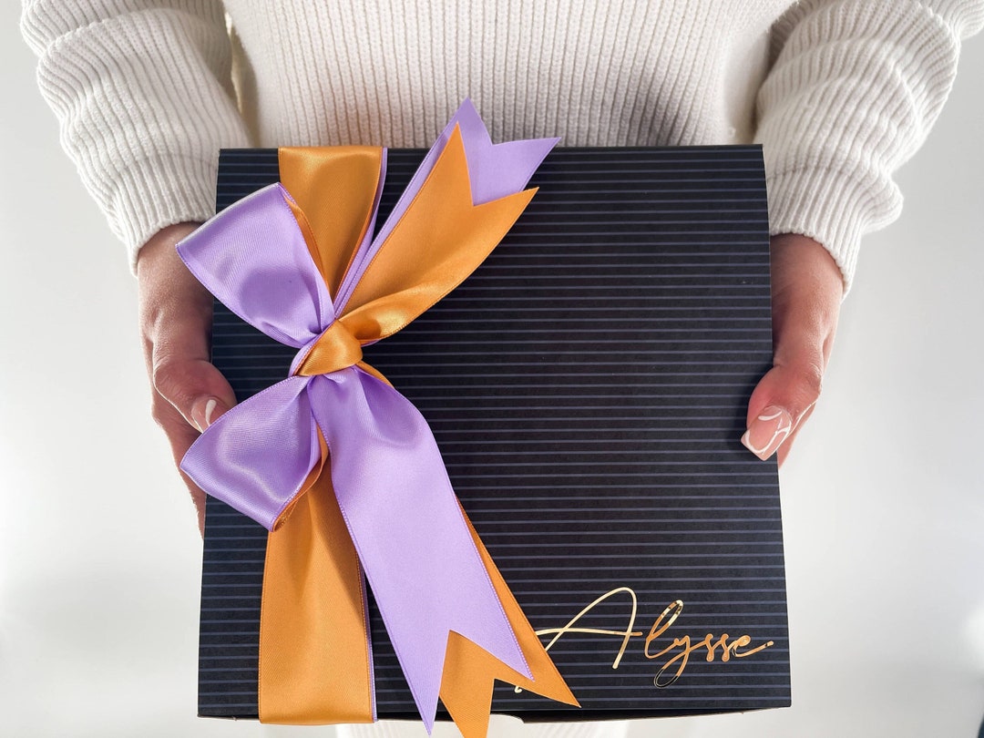 BOX ONLY - Black Corporate Gift Box Brand Colors Personalized Empty ...