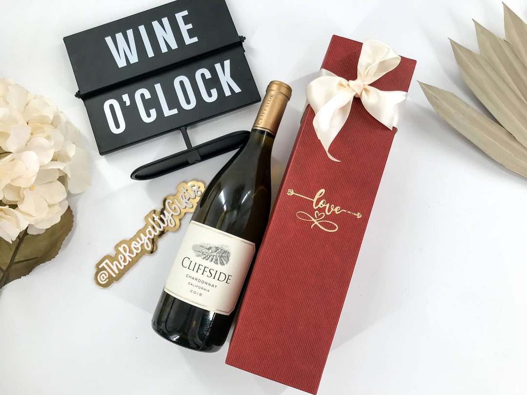 BOX ONLY - Personalized Red Wine Gift Box With Satin Ribbon, Custom ...