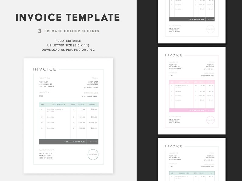 Invoice Template | Printable Invoice, Canva Template, Business Invoice ...