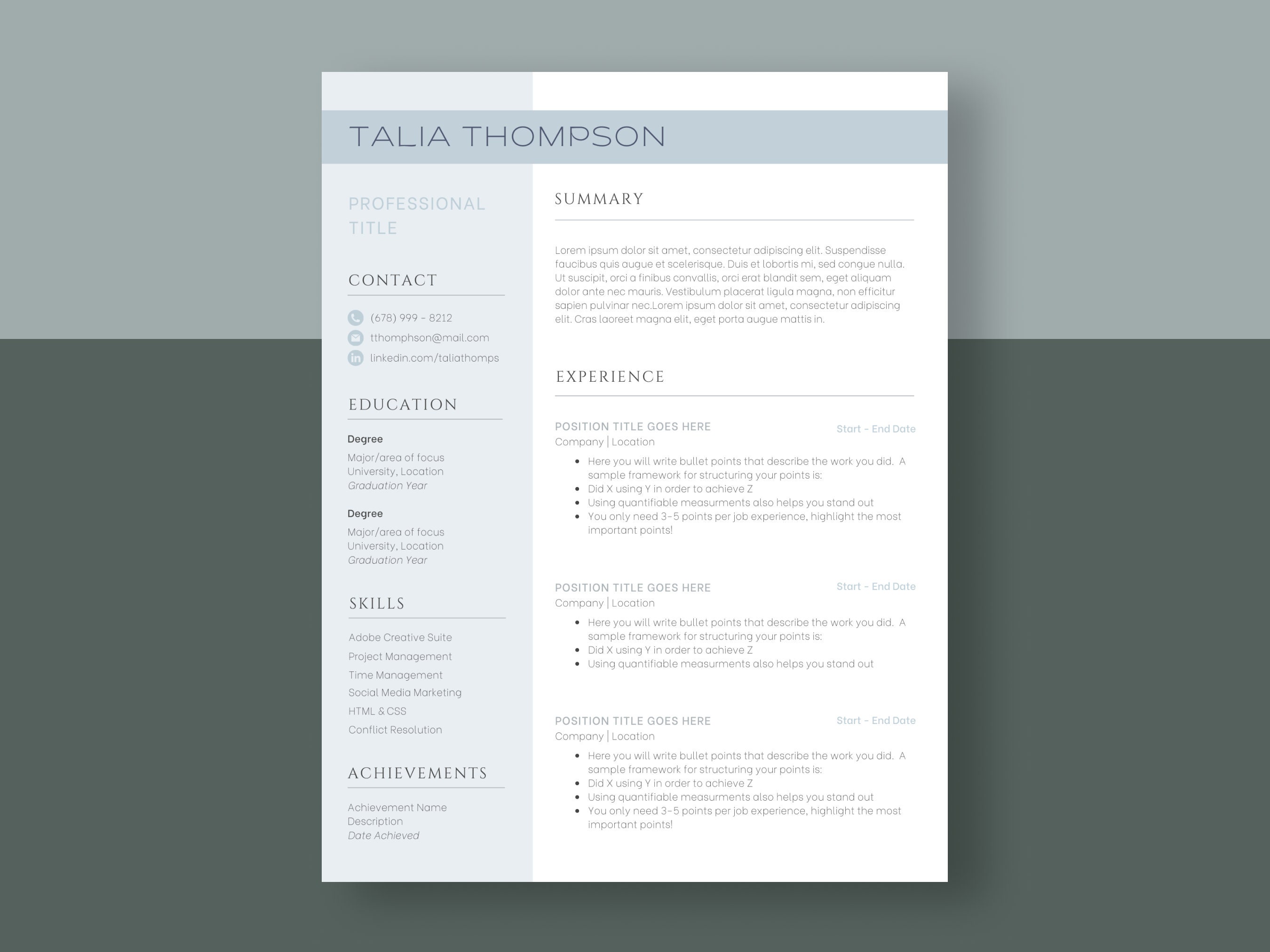 Resume Template | Word Resume, Resume Template Google Docs ...