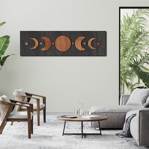 Moon Phases Wood Wall Art, Moon Phase Wood Sign, Moon Wooden Sign, Moon Phases Wall Decor,rustic ...