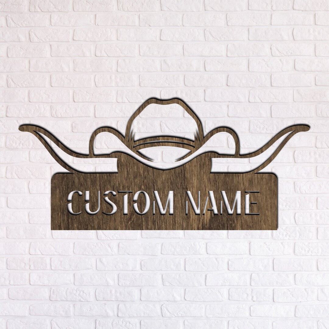 Custom Cowboy Sign, Cowboy Hat Wall Art, Cowboy Hat Name, Man Cave Sign ...