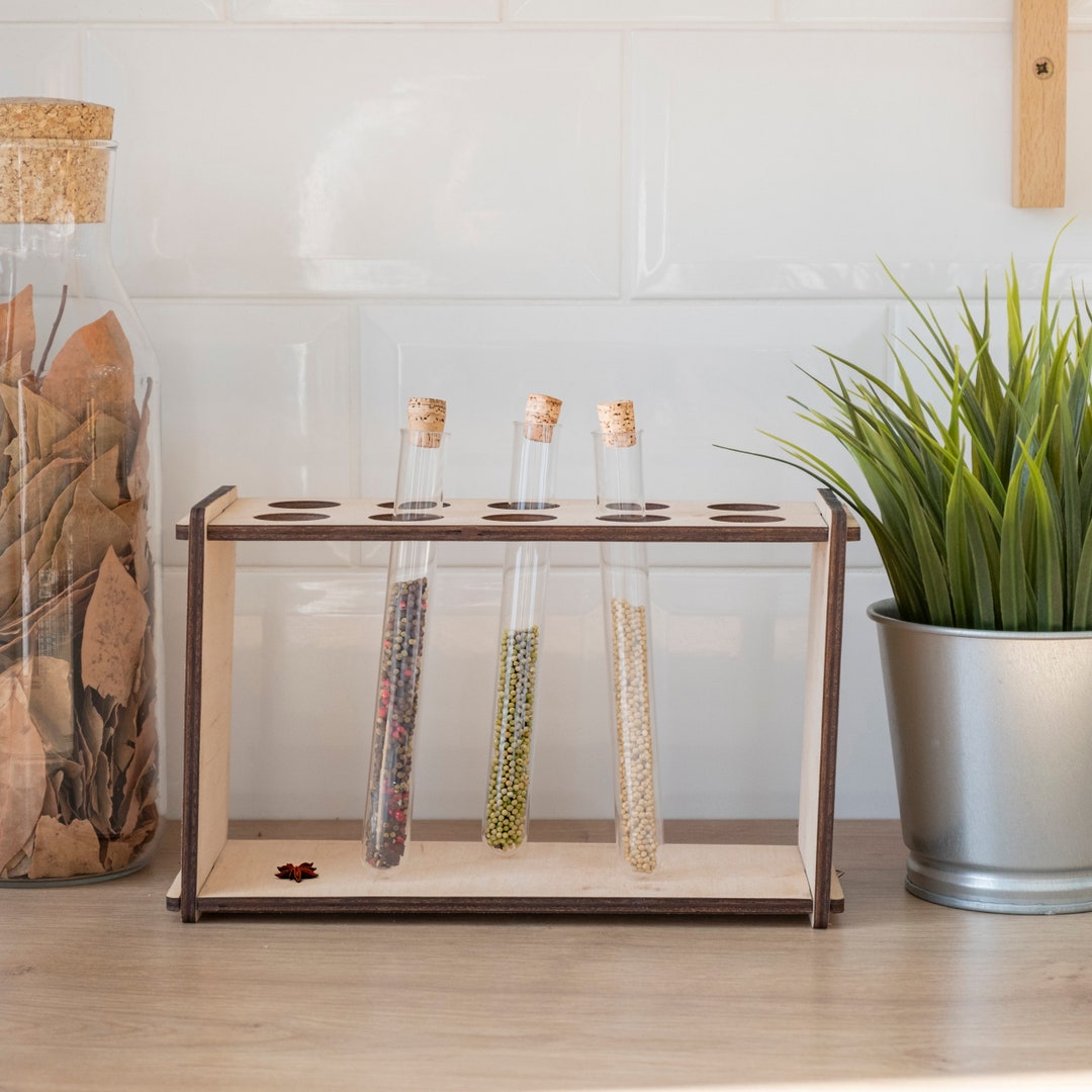 Spice Rack With Glass Tubes, Spices Storage, Spices Rack, Spices Holder ...