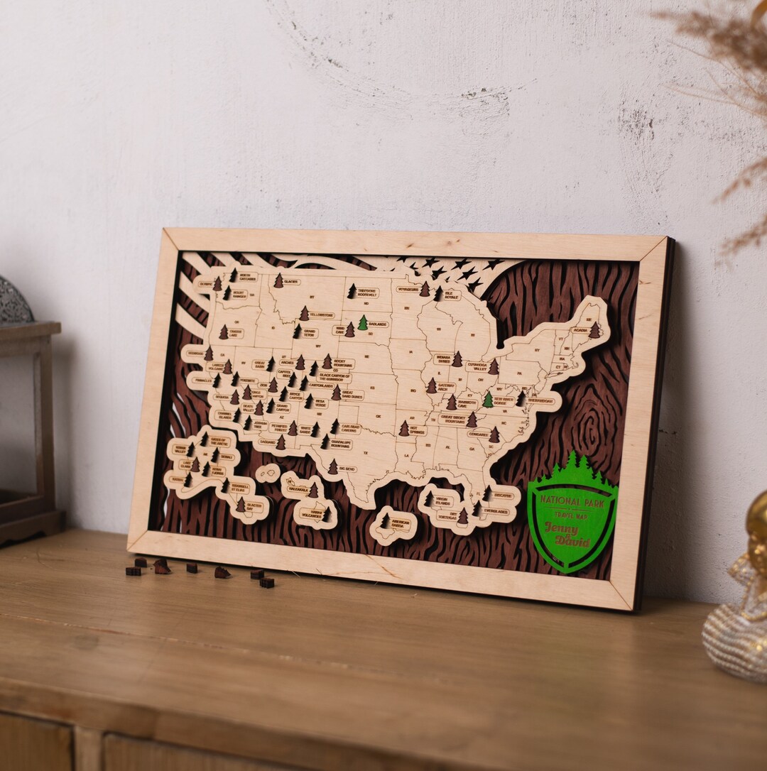 Custom National Park Sign, Wooden National Park Map, National Park Push ...