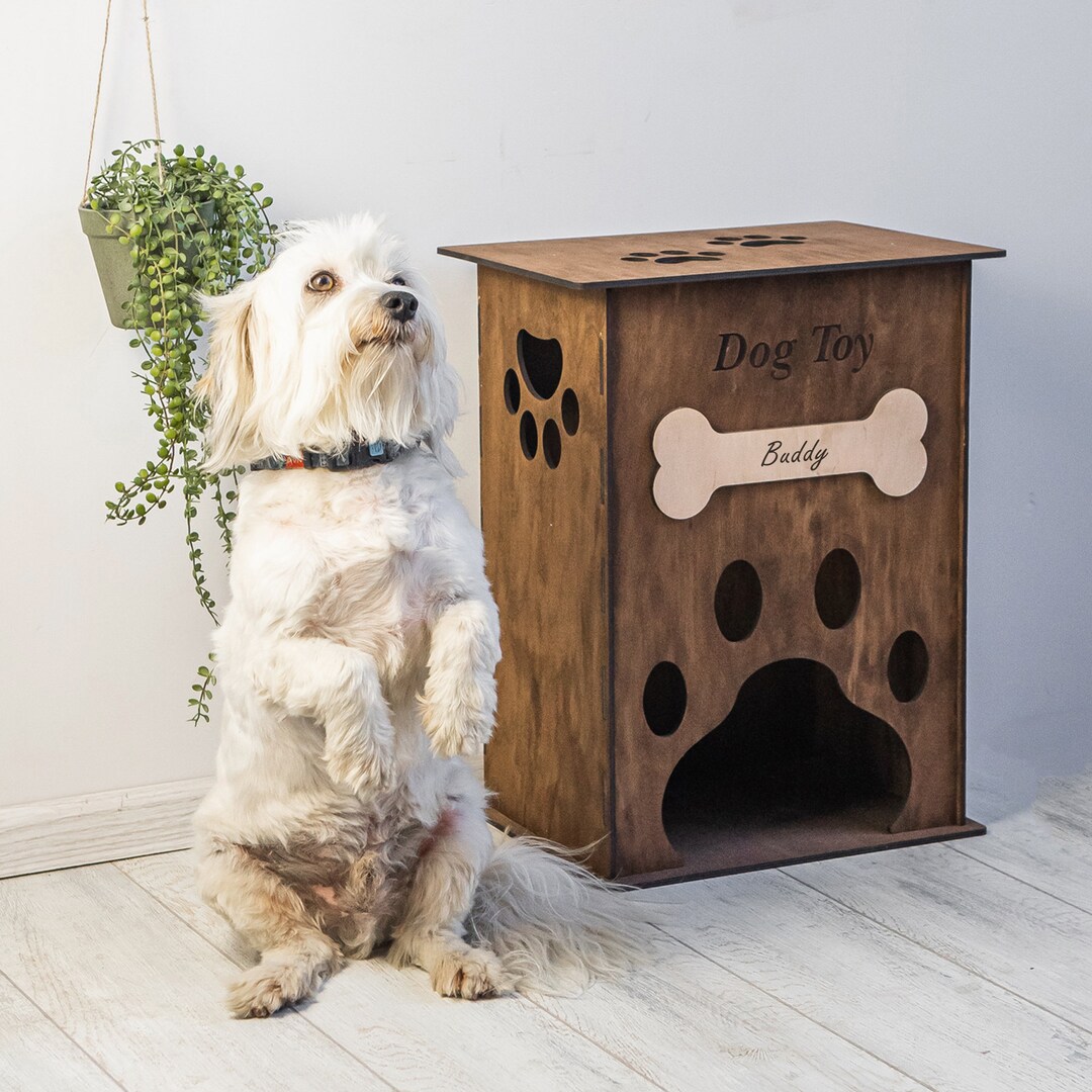 Personalized Dog Toy Box, Wooden Dog Toy Box, Dog Toy Box for Small ...