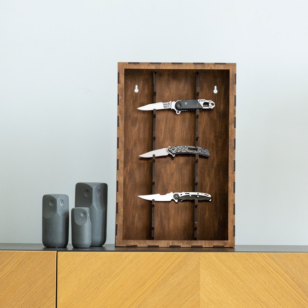 Wooden Knife Display Case, Knife Holder Wall Mount, Knife Shelf for ...