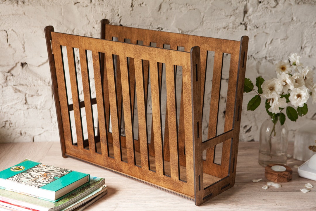 Wood Magazine Rack Floor, Magazine Rack Stand, Wooden Bookshelf Small ...
