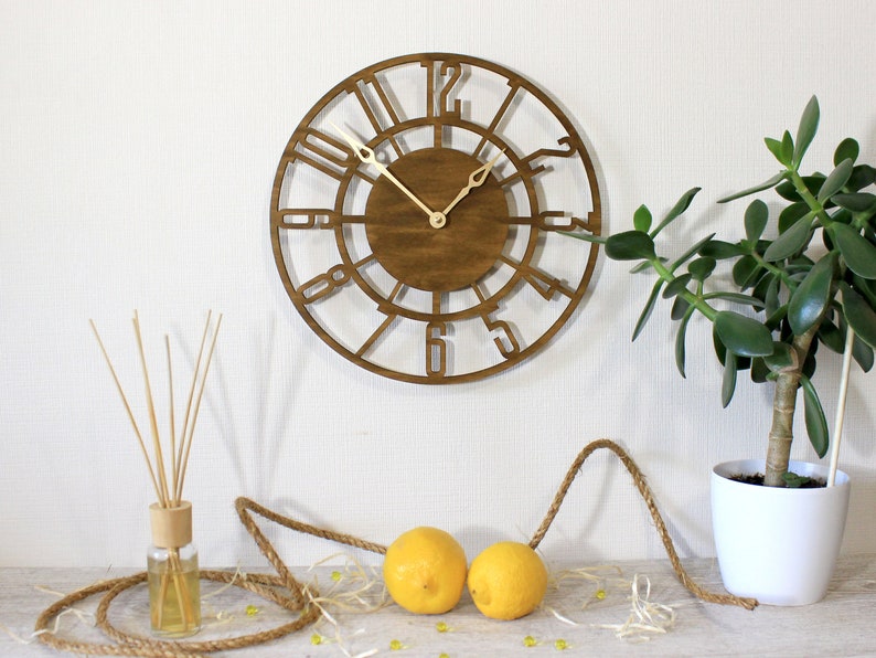 Wood Wall Clock With Numbers Modern Wall Clock With Numbers - Etsy