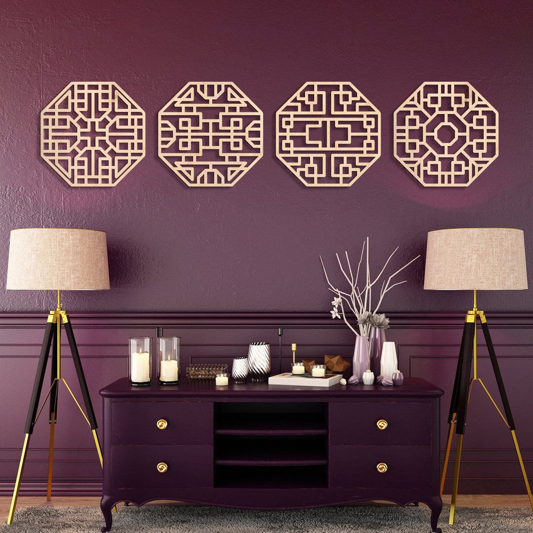 Large Wood Wall Art, Traditional Korean Symbols, Large Wood Wall, Asian ...