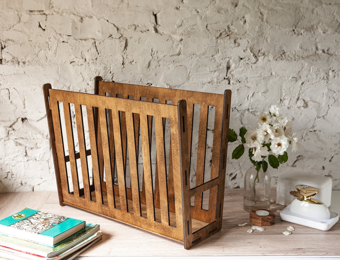 Wood Magazine Rack Floor Magazine Rack Stand Wooden - Etsy