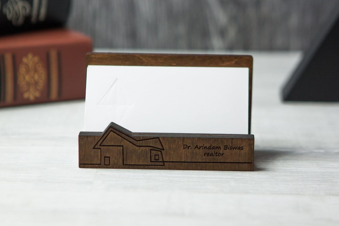 Realtor Business Card Holder, Real Estate Business Card Holder, Wood ...