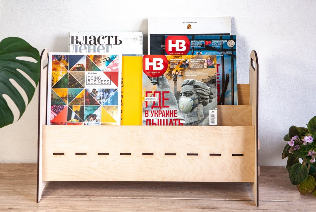 Wood Magazine Holder, Wood Magazine Rack Floor, Free Standing Magazine ...