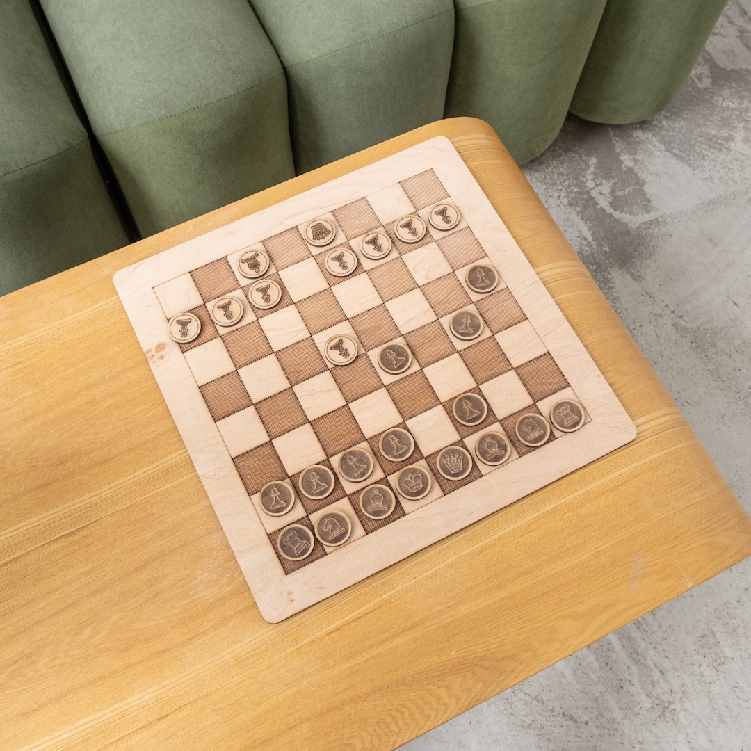 Checkers Board Game Wooden Checkers Set Custom Checkers - Etsy