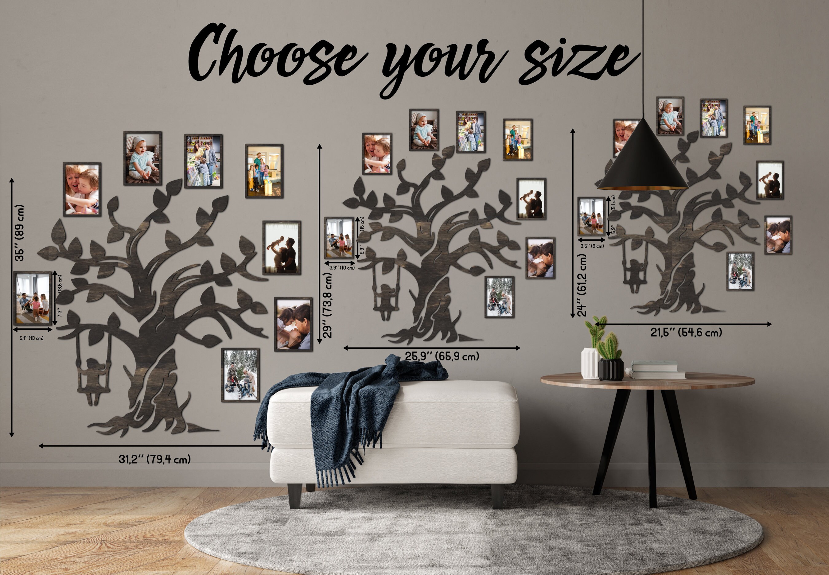 Family Tree With Photos Family Tree Wood Frame Family Tree - Etsy