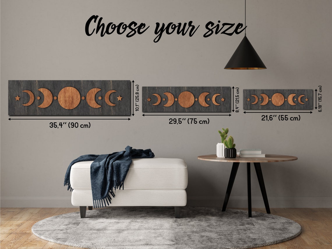 Moon Phases Wood Wall Art Moon Phase Wood Sign Moon Wooden - Etsy