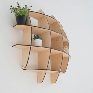 Sphere Shelf Wall Mount, Geometric Wall Shelf, Floating Wood Shelves ...